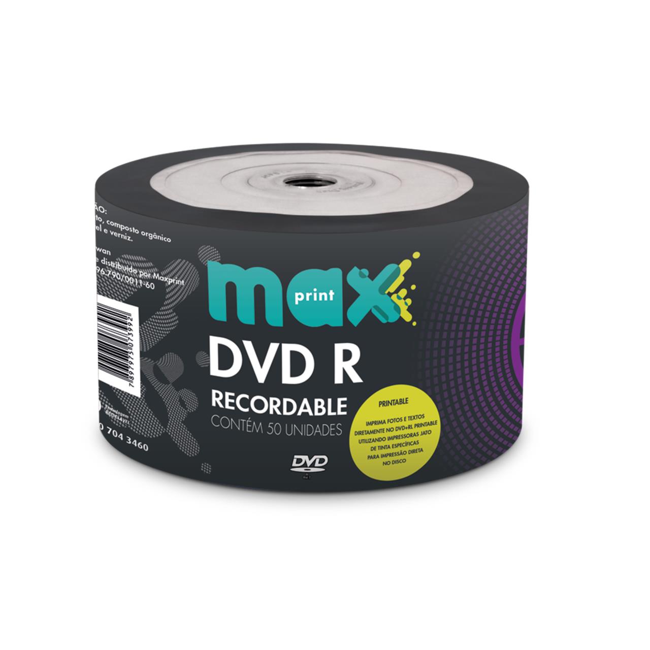 DVD-R Printable Gravável Maxprint 4.7GB 120MIN 16X Bulk